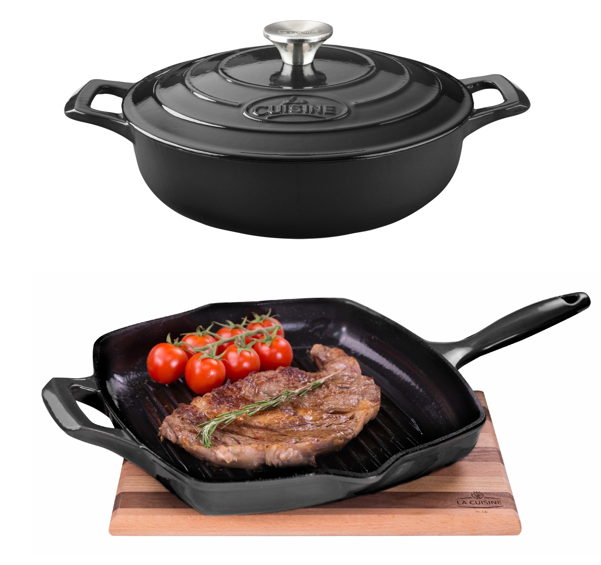 Promotie "LA CUISINE" Set Vase de Fonta Emailata: Cratita joasa Saute ...