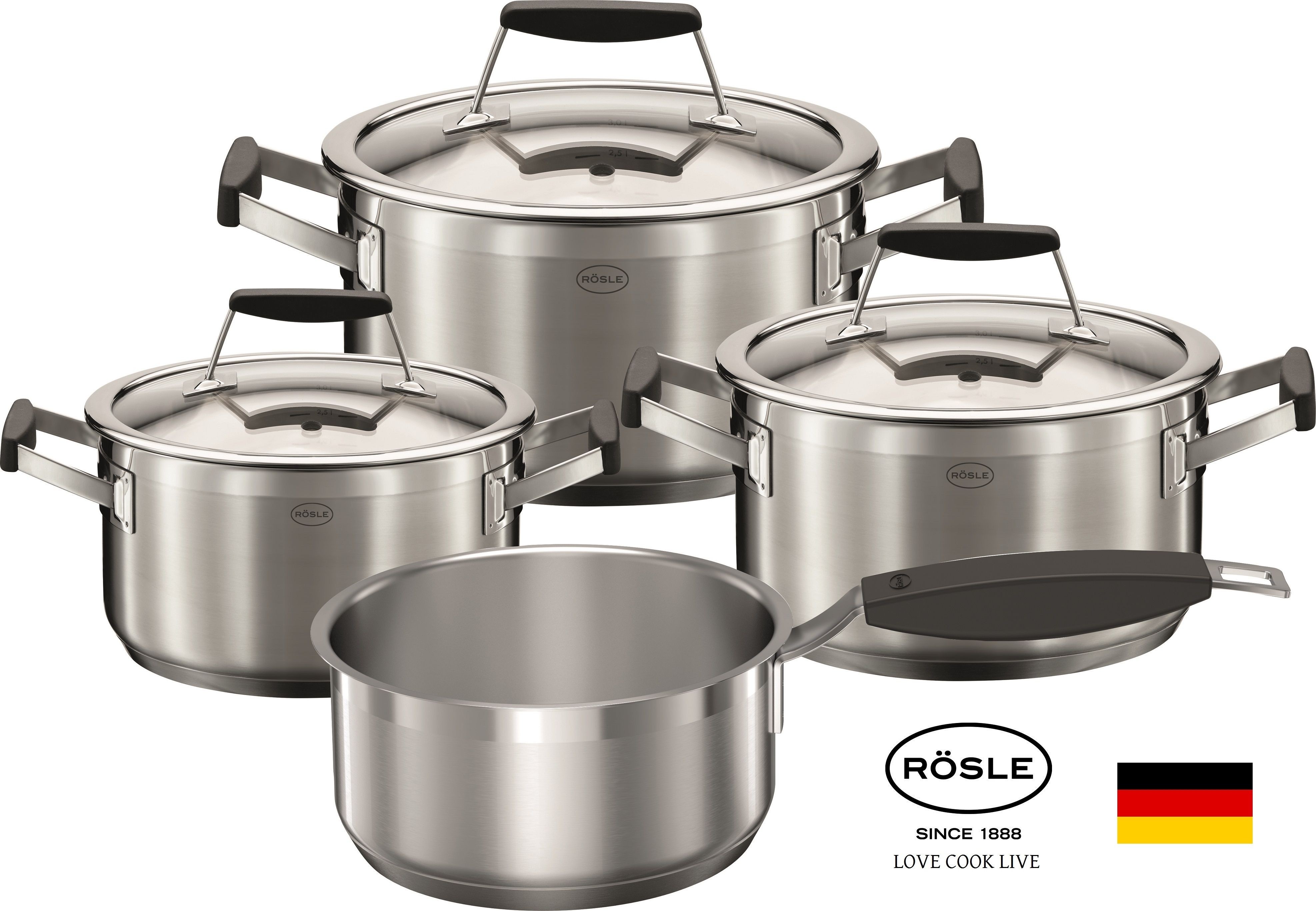RÖSLE Set Oale 7 piese cu Capace, Otel Inoxidabil 18/10 satinat ...